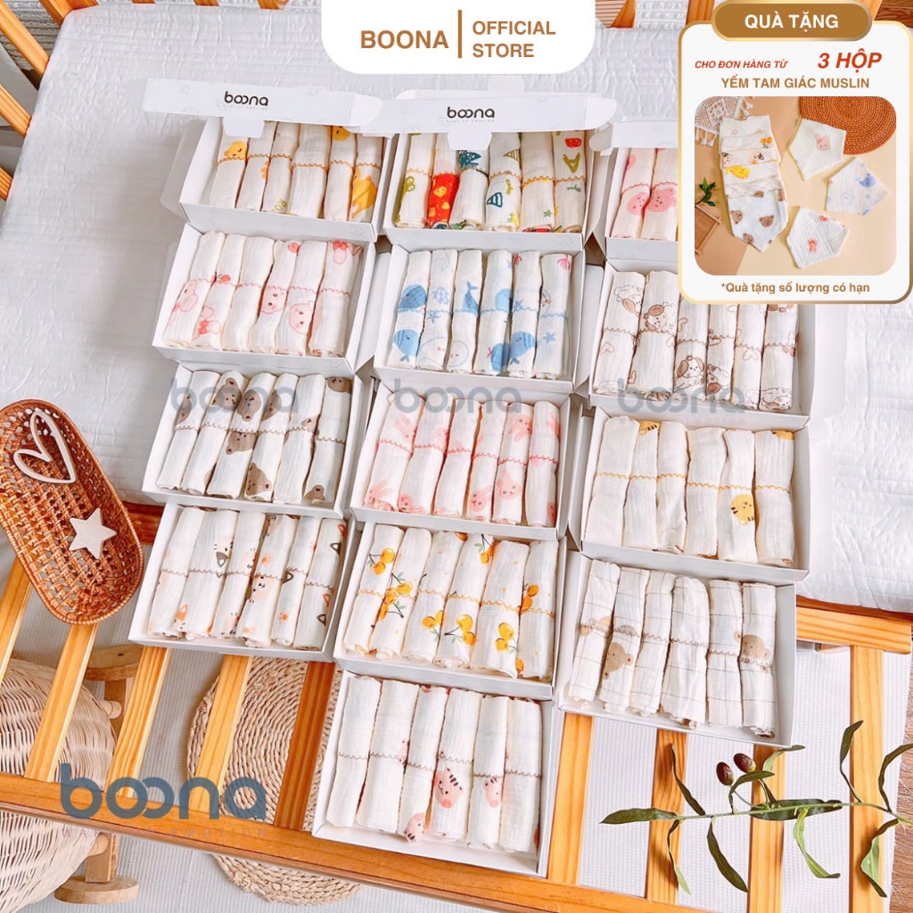 Khăn sữa cho bé Boona, Koala, vải sợi muslin cao cấp 2 lớp và 4 lớp, mềm mịn, thấm hút tốt ...