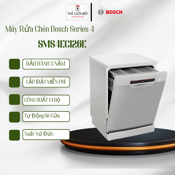 Máy Rửa Chén Bosch SMS4ECI26E - Series 4, Bảo hành Bosch Việt Nam 3 năm ...