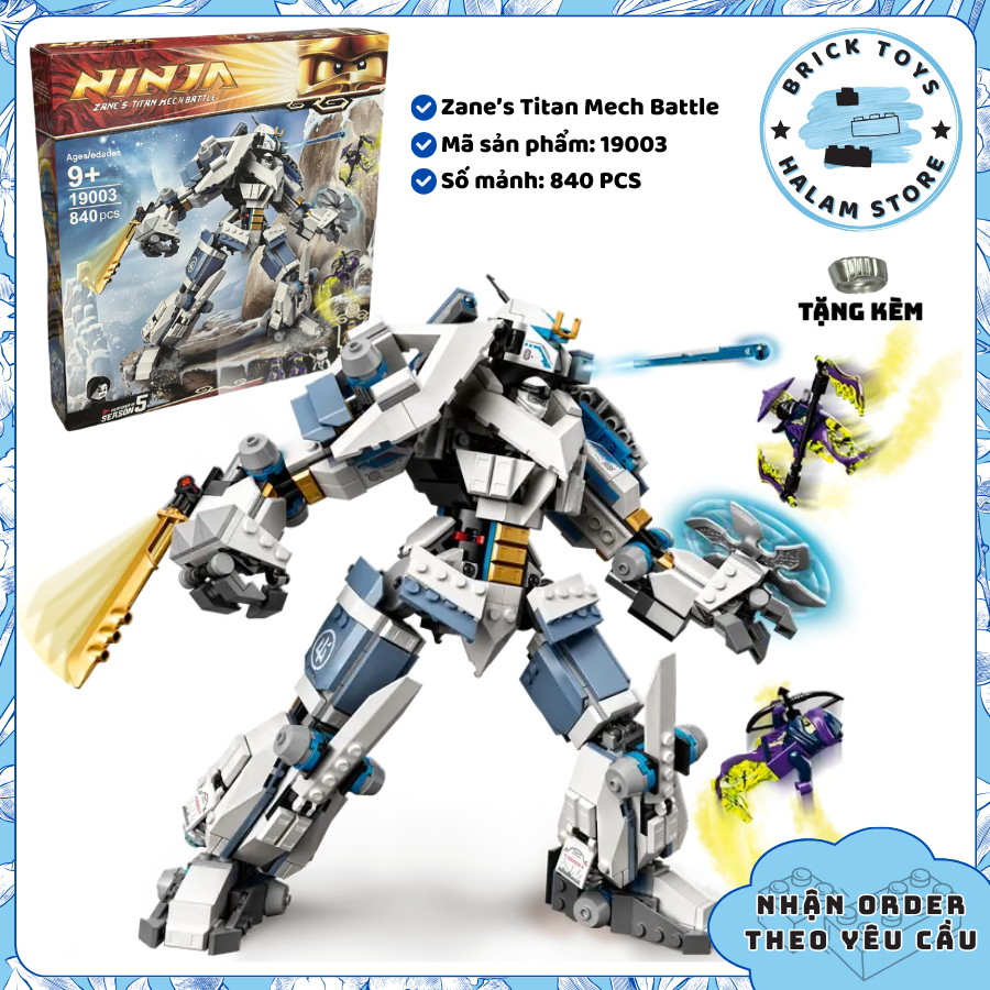 [Tặng kèm tóc] Đồ chơi lắp ráp Ninjago 19003 11660 Zane Titan Mech - Mô ...