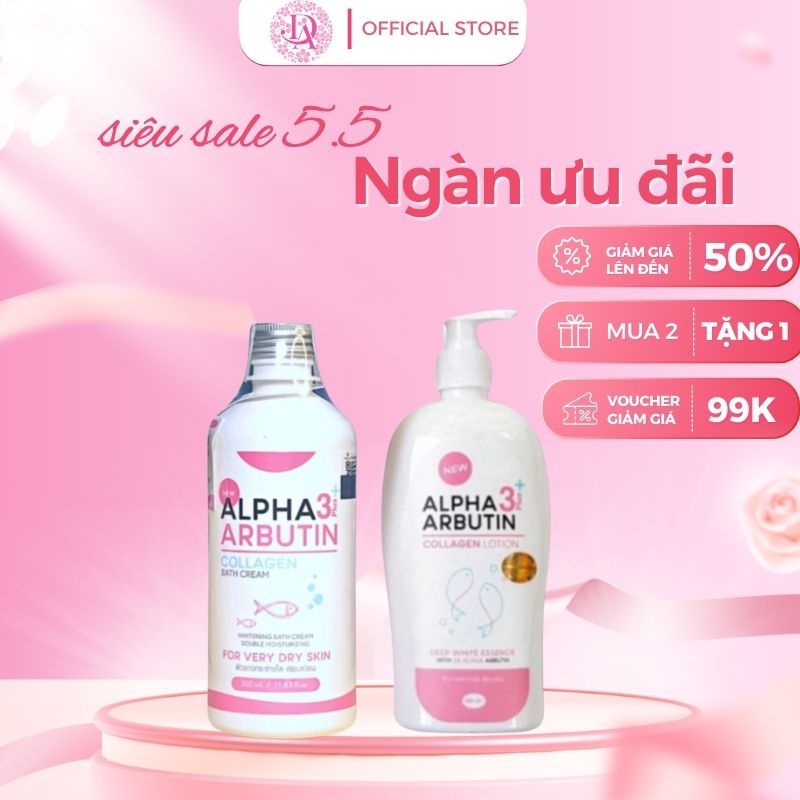 [MẪU MỚI]Sữa Tắm Và Sữa dưỡng thể trắng da Alpha Arbutin 5 Plus vit C Collagen Princess BKK Skin ...