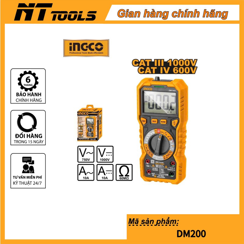 Đồng hồ đo điện vạn năng INGCO DM200 | Shopee Việt Nam