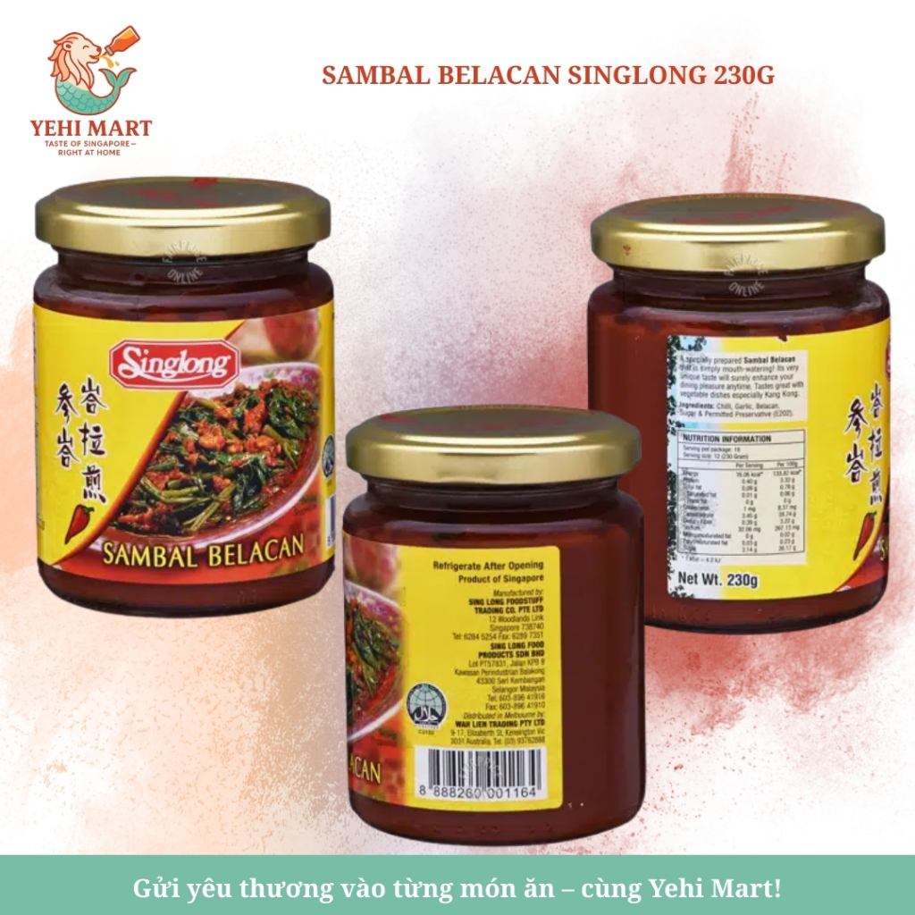 Lọ Sambal Chili Belacan Sauce Singlong 230gr | Shopee Việt Nam