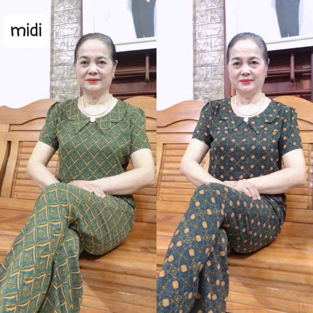 Bộ Đồ lứa tuổi trung niên Quần Dài tay ngắn Chất Cát Lụa Hàn mã CB1 ...