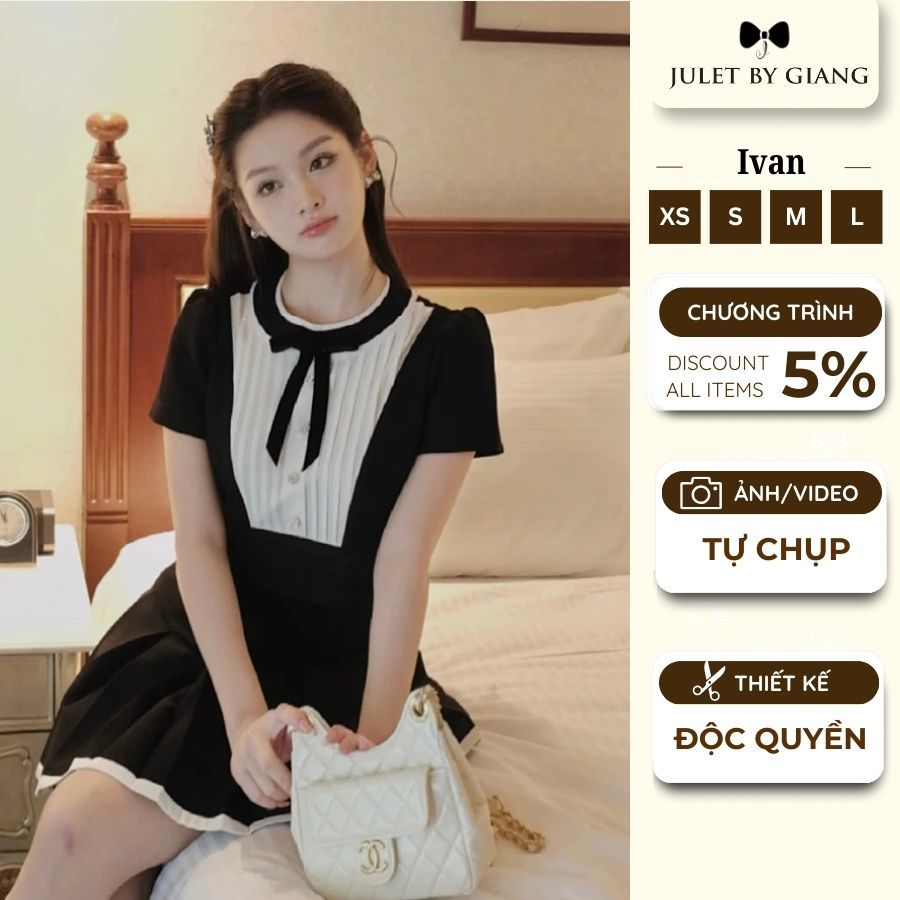 [JULETBYGIANG] Set Áo kiểu nữ tiểu thư Ivan tay ngắn phối cổ xếp ly hàng thiết kế thanh lịch ...