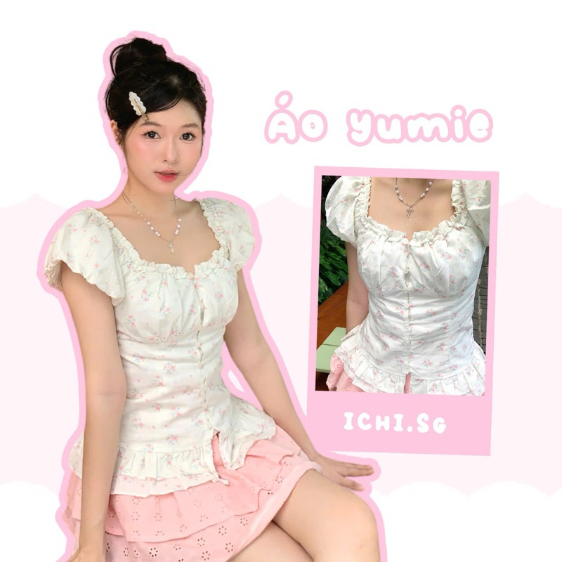Yumie top - áo hoa nhí tay phồng - ICHI.SG | Shopee Việt Nam