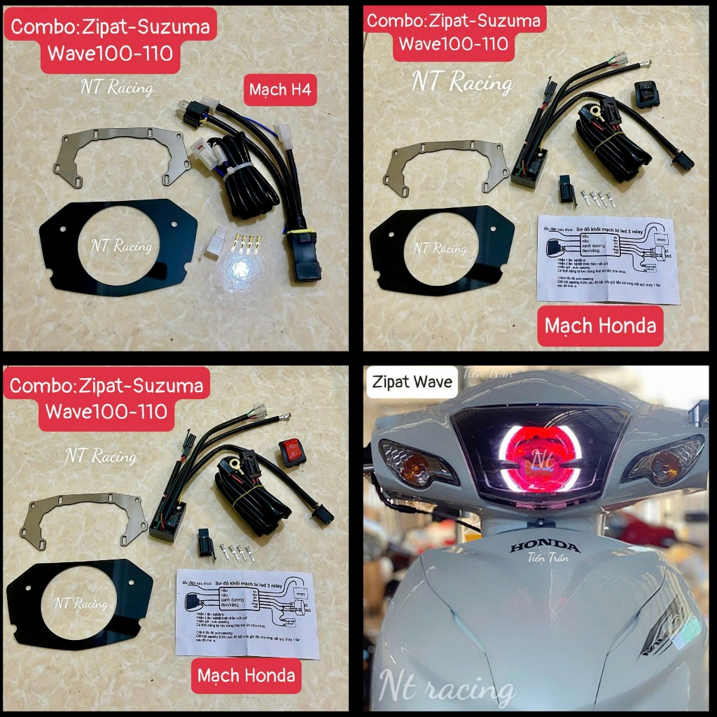 Pat Gắn Bi cầu led cho xe Wave pha Zin , Zipat , suruma | Shopee Việt Nam