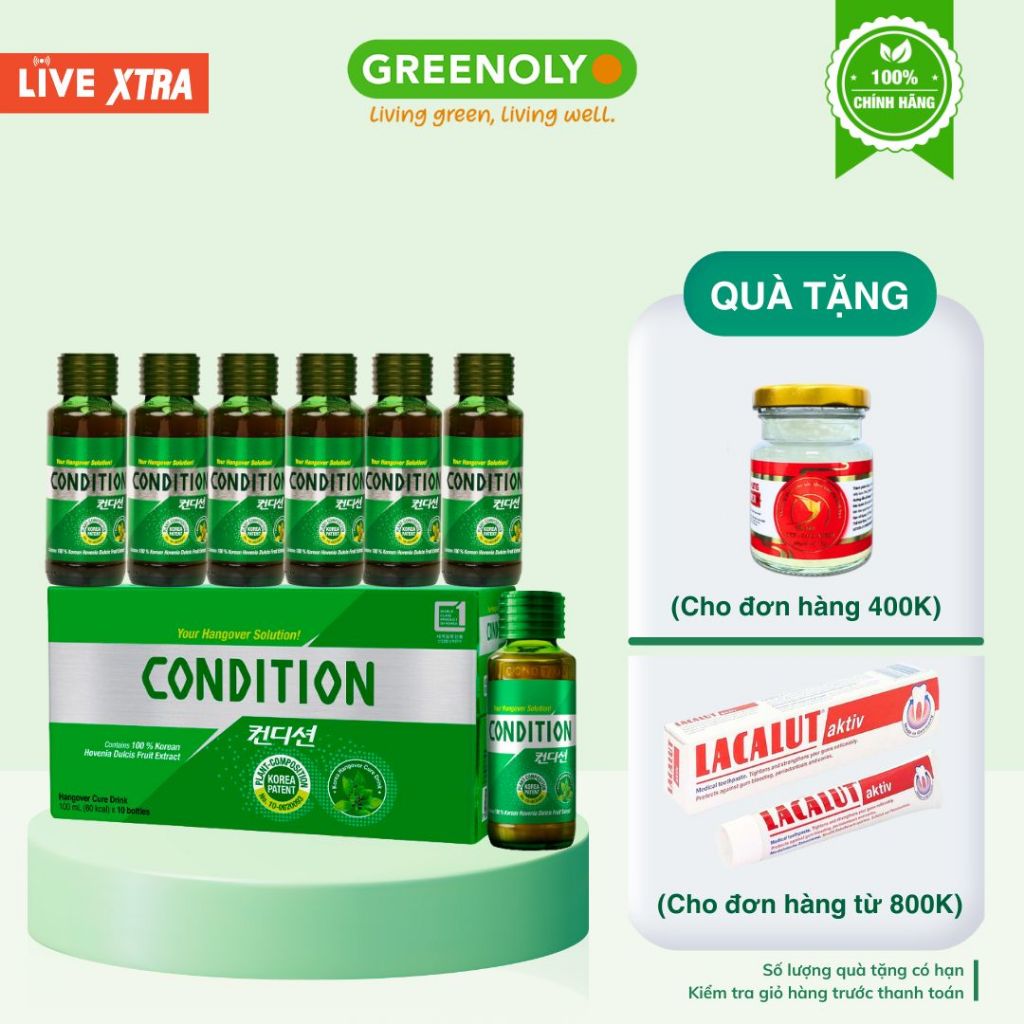 10 chai Nước giải rượu Condition hỗ trợ giải rượu và giải độc gan 100ml ...