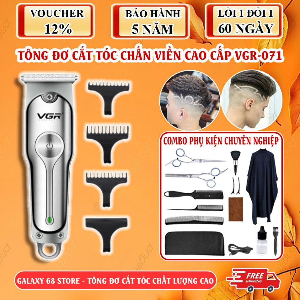 Tông Đơ Cắt Tóc Nam Cao Cấp VGR 071, Tăng Đơ Cắt Tóc Chấn Viền Lưỡi Thép Mạ Titan Chính Hãng ...