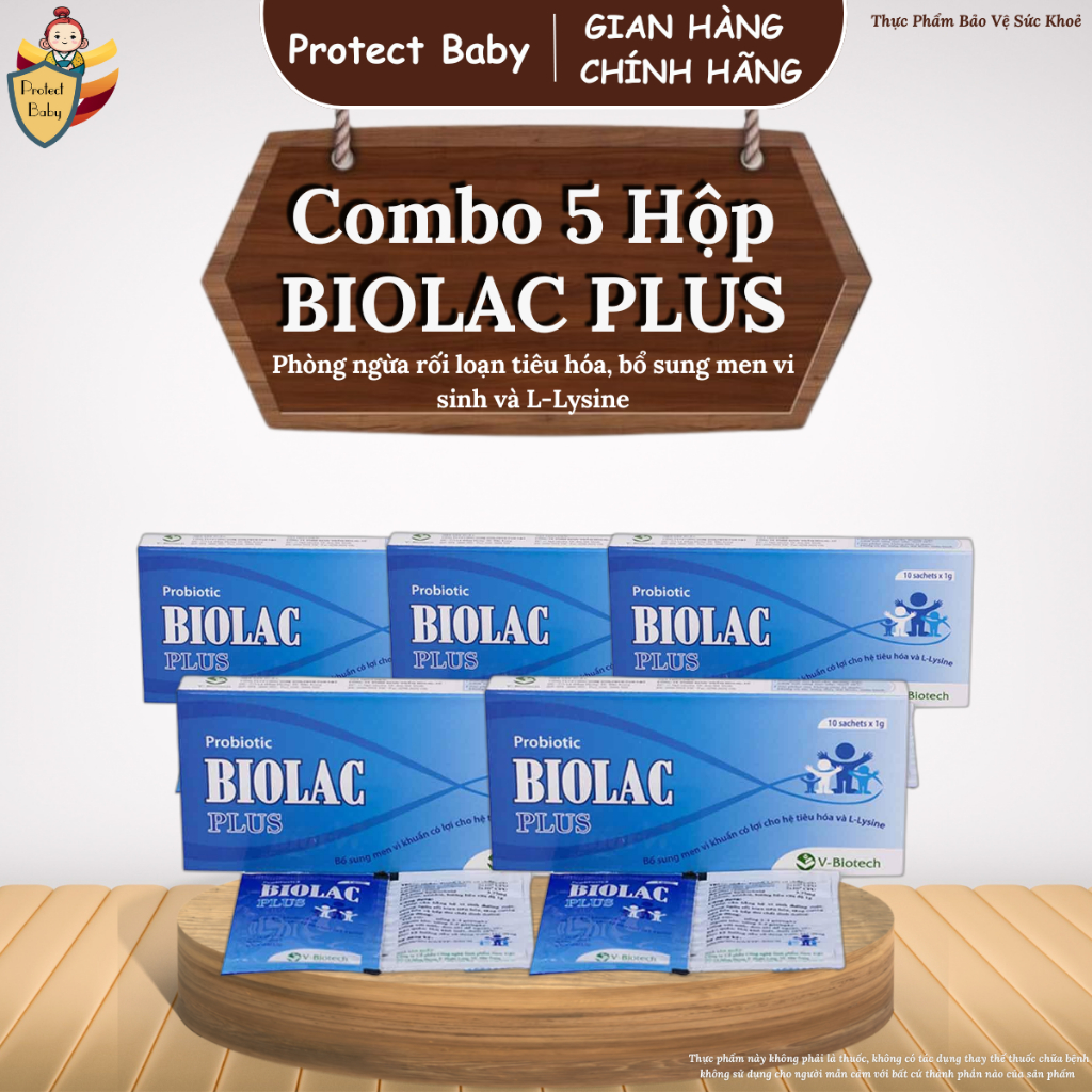 Combo 5 Hộp cốm vi sinh bổ sung men tiêu hóa BIOLAC PLUS (Hộp 10 gói ...
