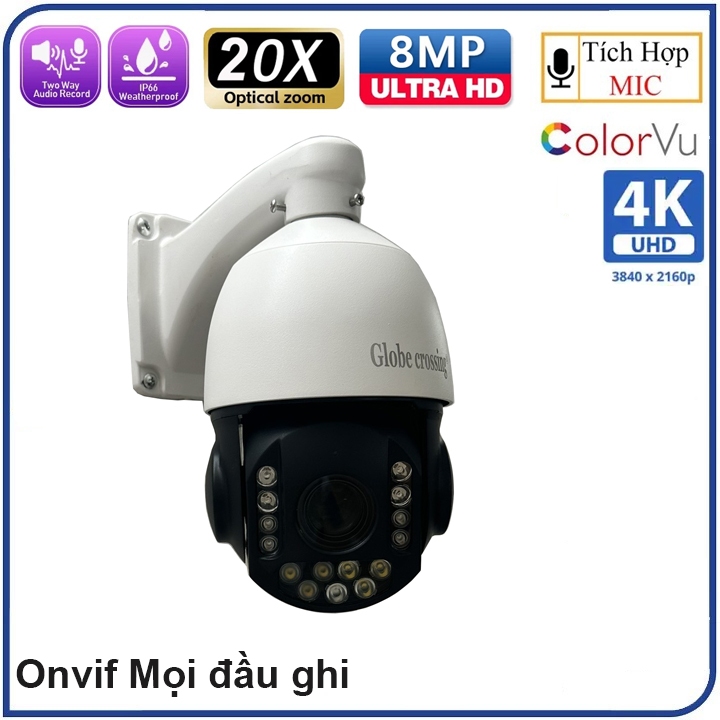 Camera IP Speed Dome độ phân giải 8M, Zoom 20x Soi rõ khoảng 100m, Chip ...