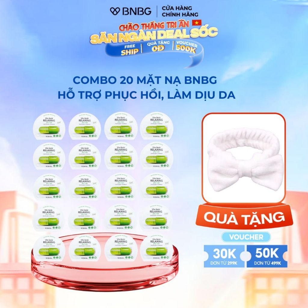 (Tặng Băng Đô) Combo 20 Mặt Nạ BNBG Hỗ Trợ Phục HồI, Làm Dịu Da BNBG ...