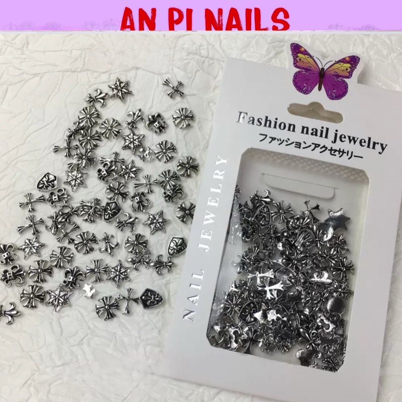 Túi 50 Charm thánh giá màu crom trang trí nail cá tính, An Pi Nails ...