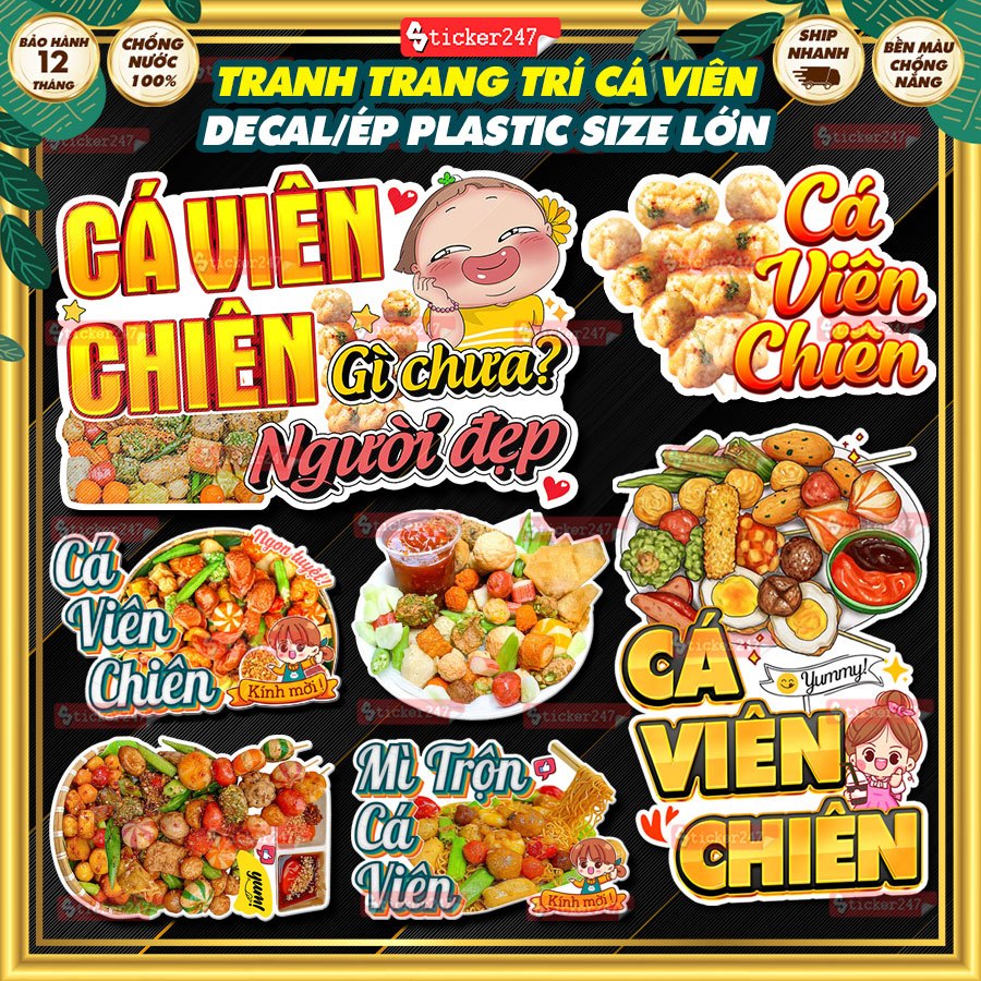 Hình Cá Viên Chiên Trang Trí Quán 🌈𝑭𝒓𝒆𝒆𝒔𝒉𝒊𝒑 Decal Cá Viên Chiên, Xiên ...