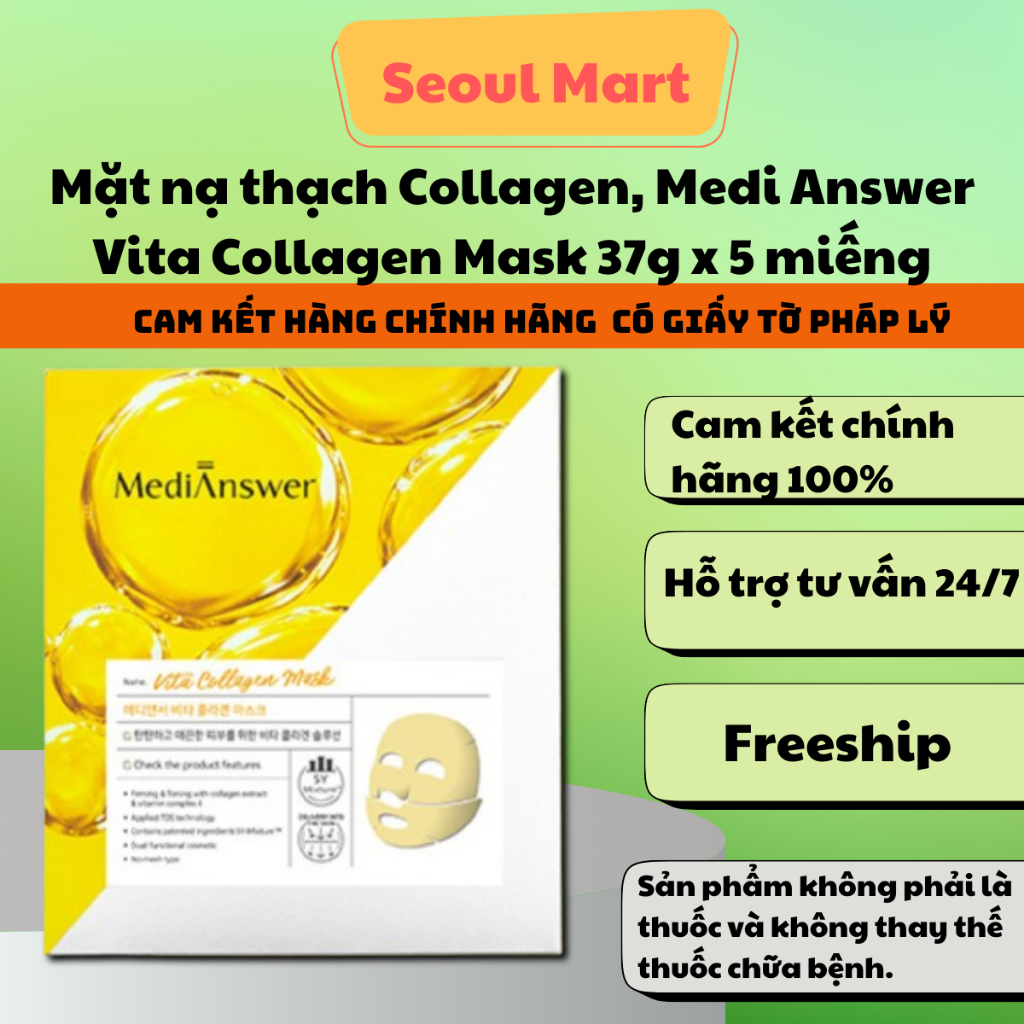 Mặt nạ thạch Collagen, Medi Answer Vita Collagen Mask 37g x 5 miếng ...