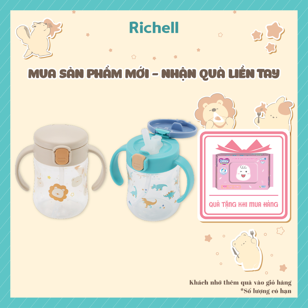 Bình ống hút RICHELL Nhật TLI bước 2 màu mới chống sặc | Baby | Shopee Việt Nam