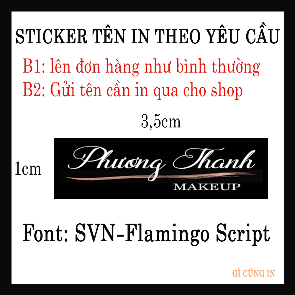 300 STICKER TÊN IN THEO YÊU CẦU - Font: SVN-Flamingo Script | Shopee ...