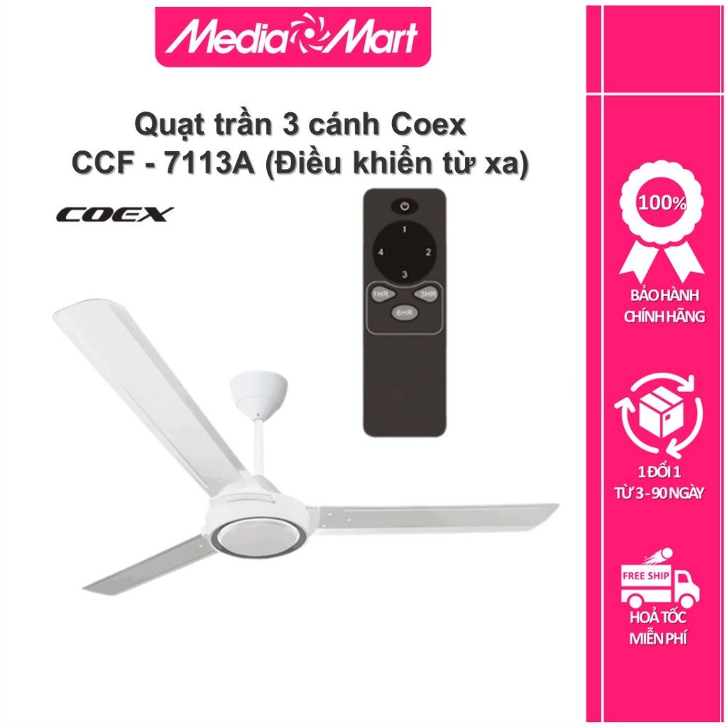 Quạt trần 3 cánh Coex CCF - 7113A (Điều khiển từ xa) | Shopee Việt Nam