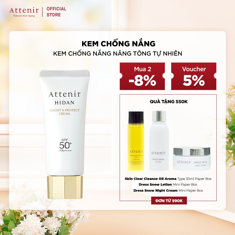 Kem Chống Nắng Dưỡng Sáng Và Bảo Vệ Da SPF 50+ PA ++++ 40g Attenir Hidan Bright & Protect Cream ...