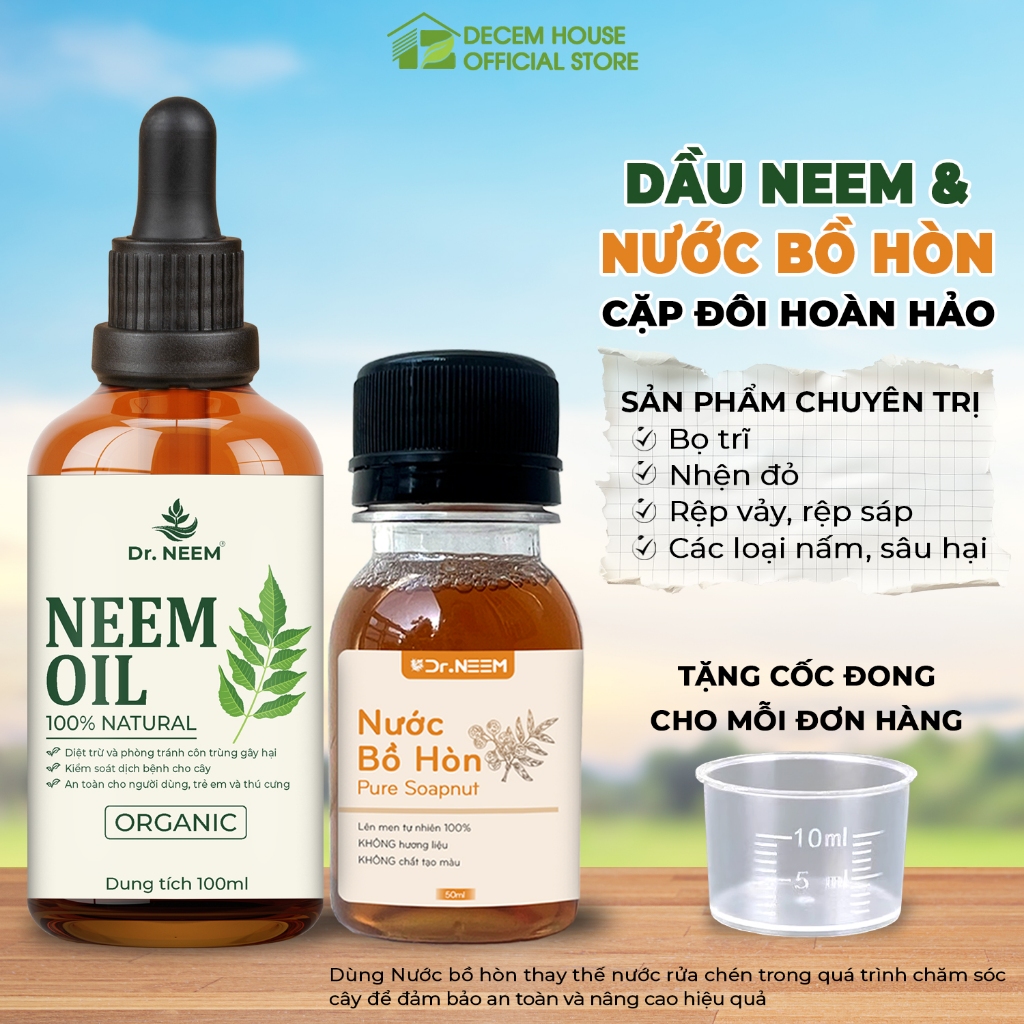 Dầu neem oil, nước bồ hòn Dr. NEEM diệt bọ trĩ, nhện đỏ, sâu bệnh cho ...