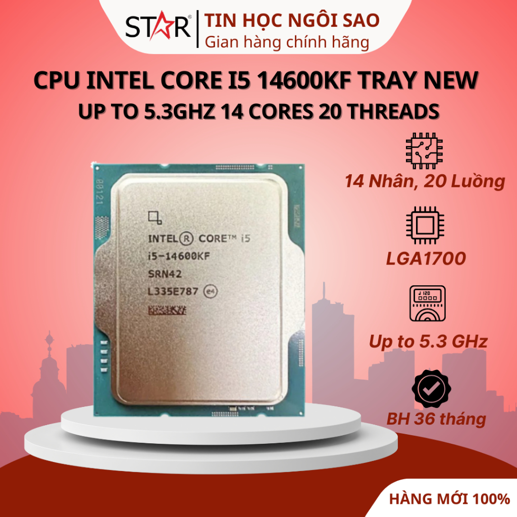 (Full VAT) CPU Intel Core i5 14600KF / 14600K Tray New | Up to 5.3GHz 14 cores 20 threads - Bảo ...