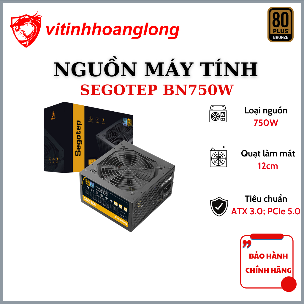 Nguồn Segotep BN750W 80 Plus Bronze | ATX 3.0 | PCIe 5.1 - Bảo hành chính hãng | Shopee Việt Nam