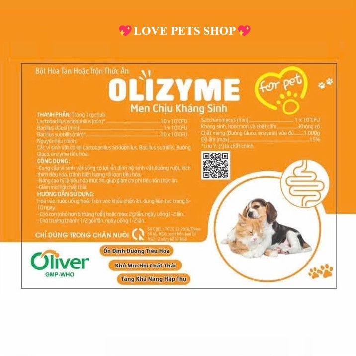 Men tiêu hoá cao cấp cho chó mèo OLIZYME Oliver for pet 10g - Love Pets Shop | Shopee Việt Nam