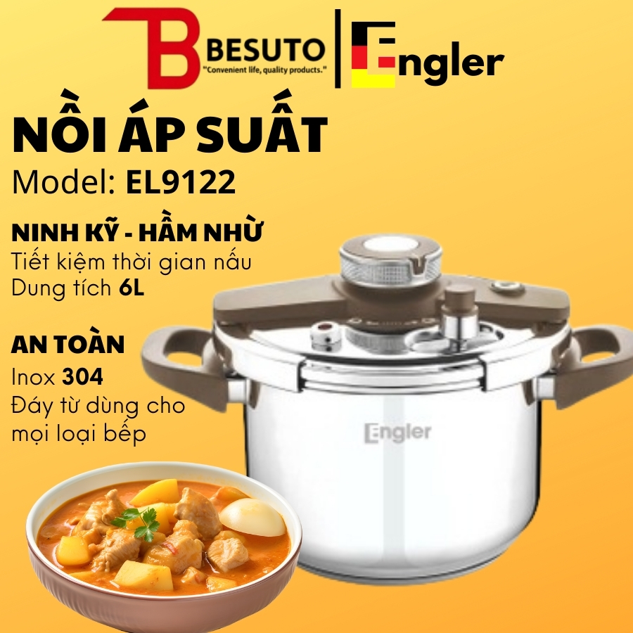 Nồi Áp Suất Inox Engler EL9122 Dung Tích 6L, Đáy Từ Cao Cấp Dùng Trên ...