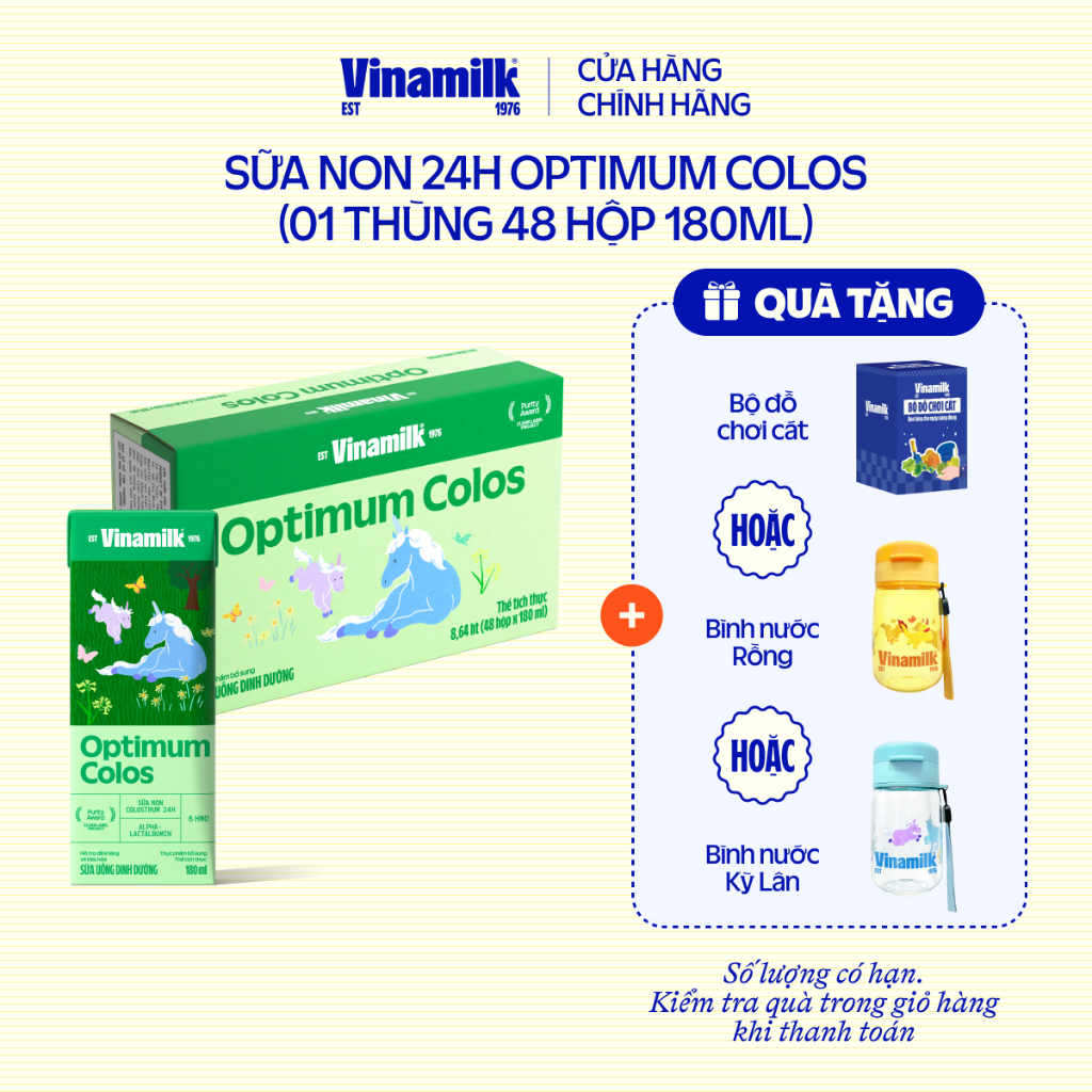 Thùng 48 hộp Sữa non pha sẵn Vinamilk Optimum Colos 180ml | Shopee Việt Nam