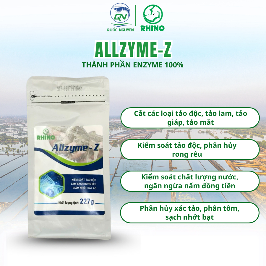 ALLZYME Z - Cắt tảo (lam, giáp, mắt) Kiểm soát tảo độc, Sạch nhớt bạt ...