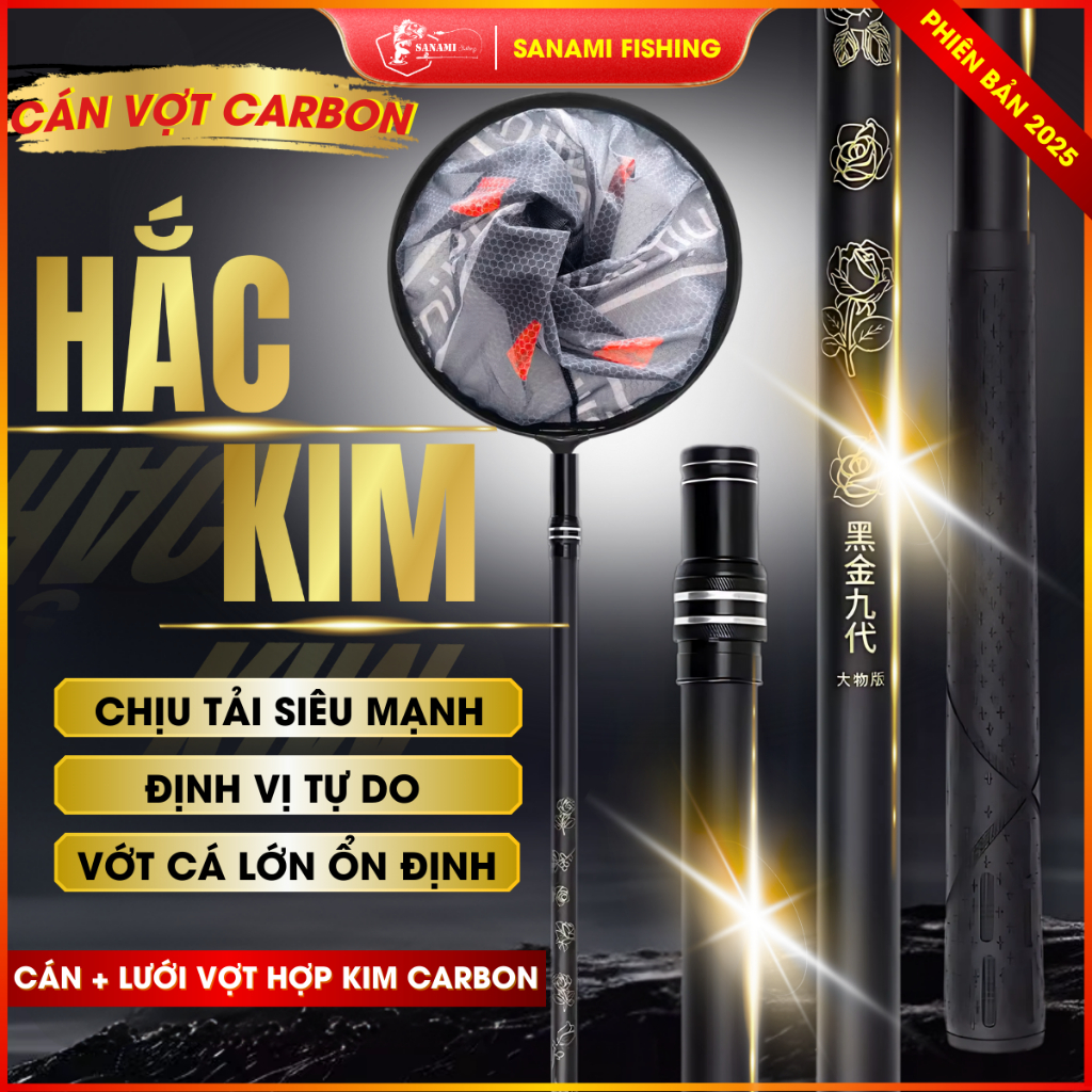 Vợt Cá Carbon ,Cán Vợt Săn Hàng Hắc Kim Chuyên Câu Đài Câu Đơn PK66 ...