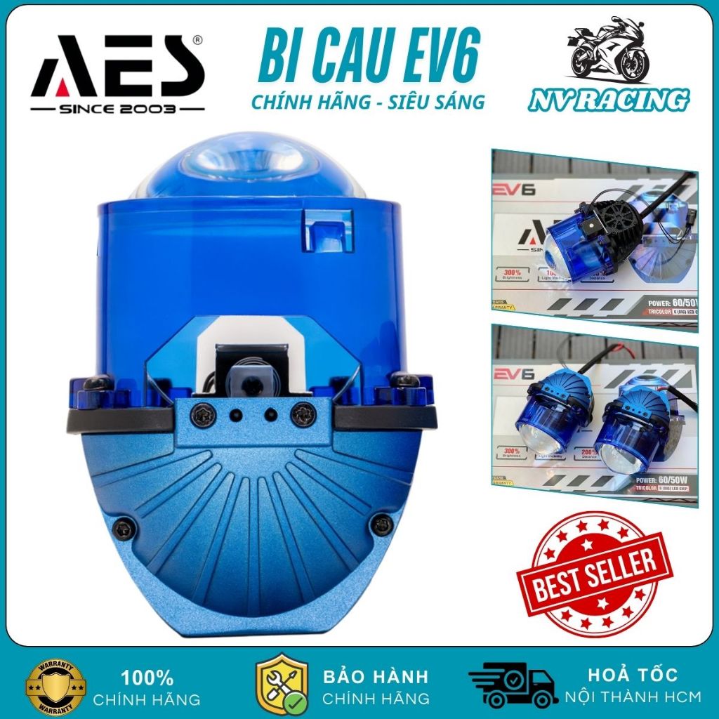 AES EV6, Đèn Bi Cầu LED AES EV6 60W 2.5 Inch 3 Nhiệt Màu Hiệu Suất Sáng Mạnh Cho Xe Máy - BH 2 ...