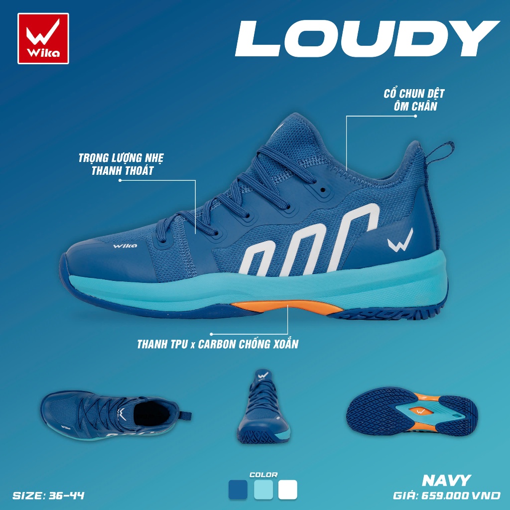 Giày Wika Loudy Cổ Cao Màu Navy Chính Hãng - Giày Chơi Pickleball, Cầu ...