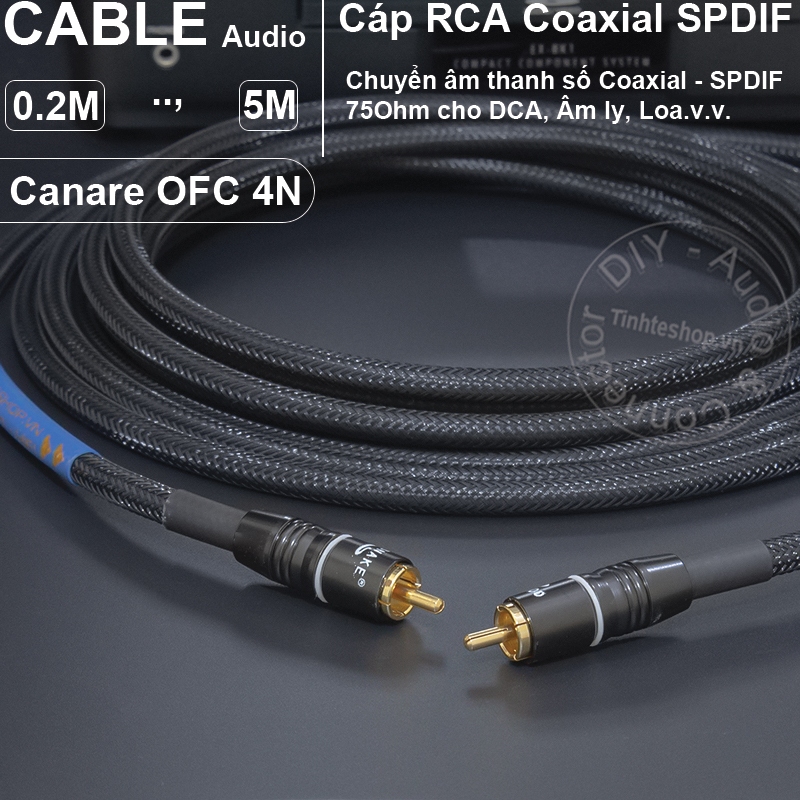 Cáp coaxial SPDIF 75Ohm Canare Nhật Bản DIY 0.3M đến 5M - Dây âm thanh số 75Ohm (nâng cấp lên ...