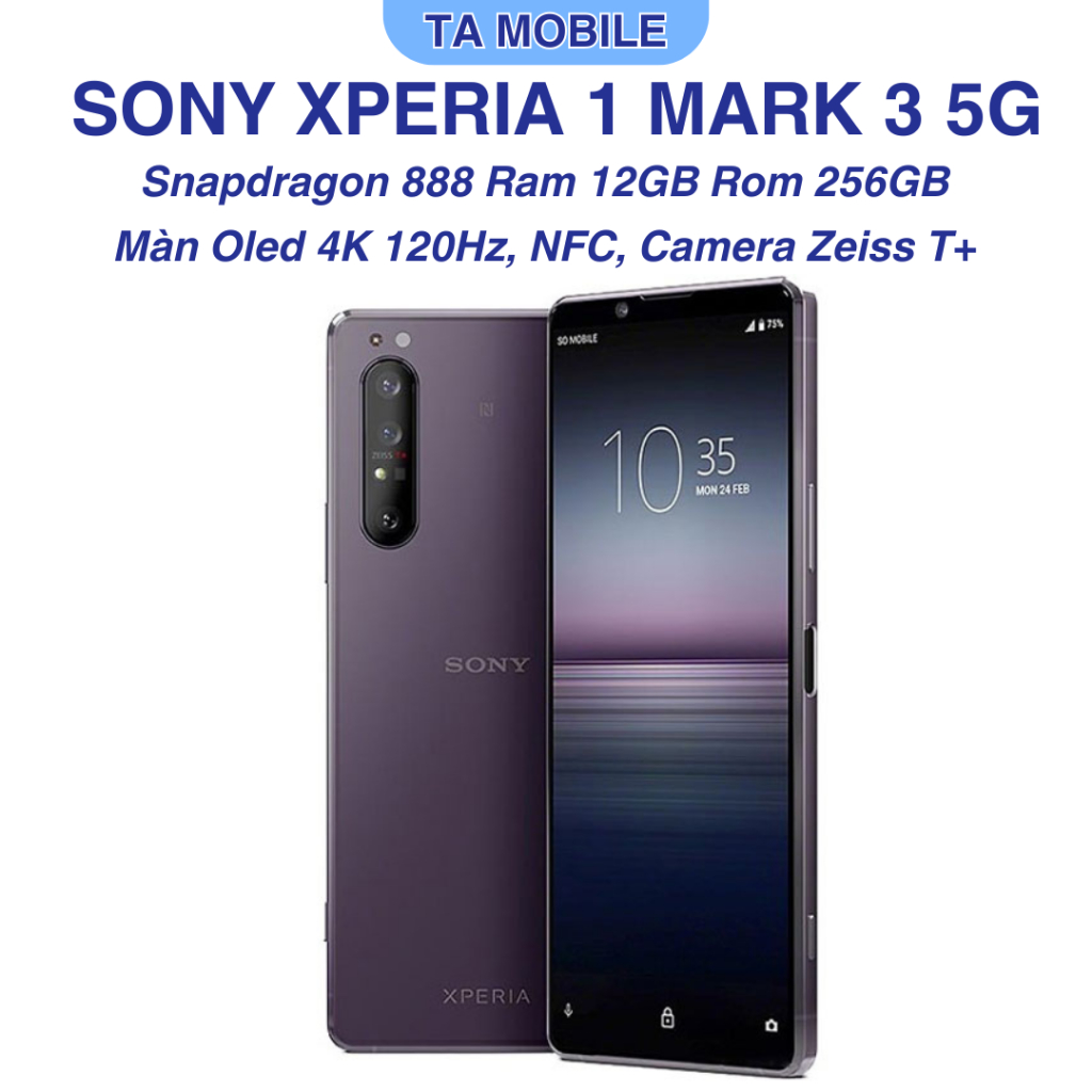 Điện thoại Sony Xperia 1 Mark III (1 sim) , Màn OLED 4K 120Hz, RAM 12GB ROM 256GB, Camera ZEISS ...