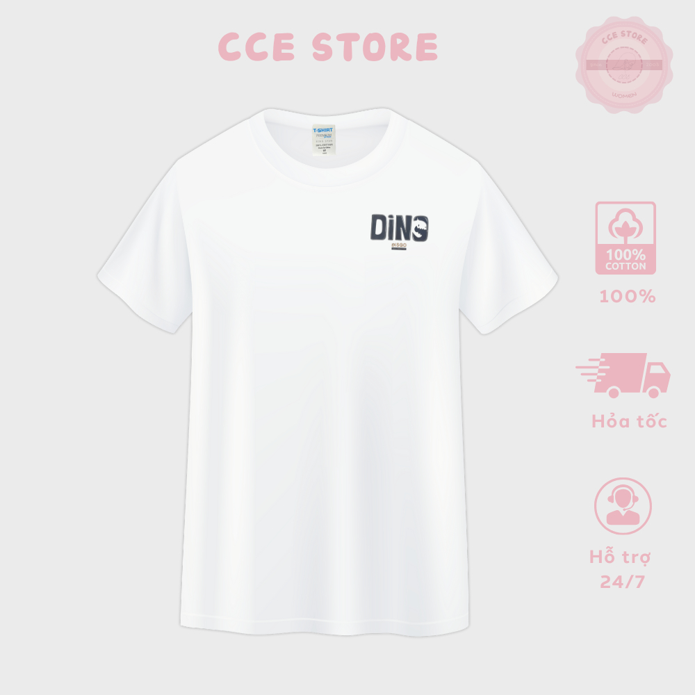 Áo thun trắng CCE logo DINO cổ tròn form rộng nam nữ - C01 | Shopee Việt Nam