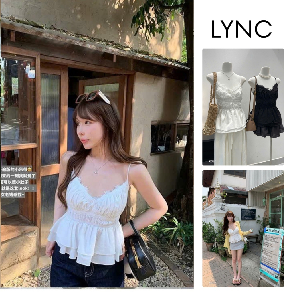 LYNC STUDIO-Áo 2 dây babydoll phối viền ren LCA6322A | Shopee Việt Nam