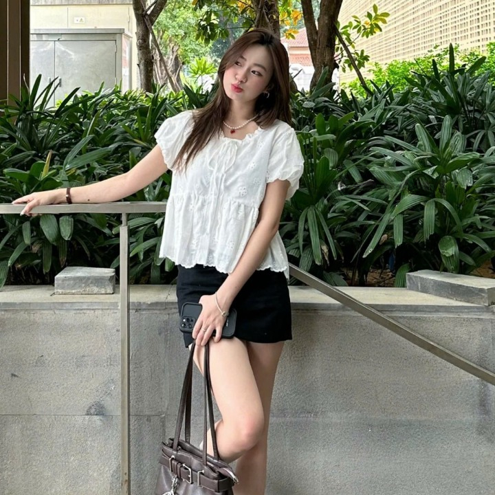 Áo Babydoll Aimee Thô Boil Tay Bồng Cổ Bèo Ulzzang Nữ Form Rộng Cute ...