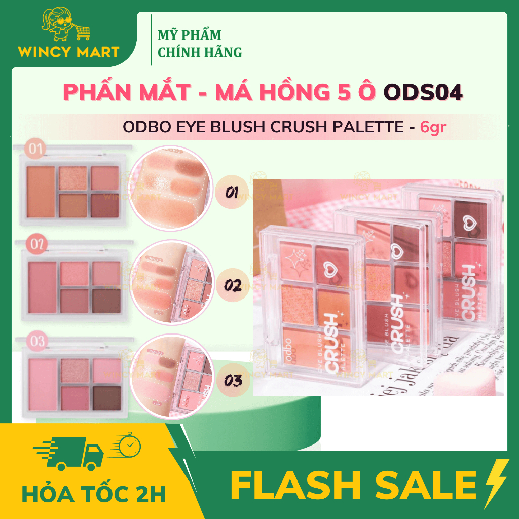[Nội Địa Thái] Phấn Mắt Odbo 5 Ô Eye Blush Crush Palette ODS04 Cho Mắt, Má Hồng Thái Lan 6gr ...