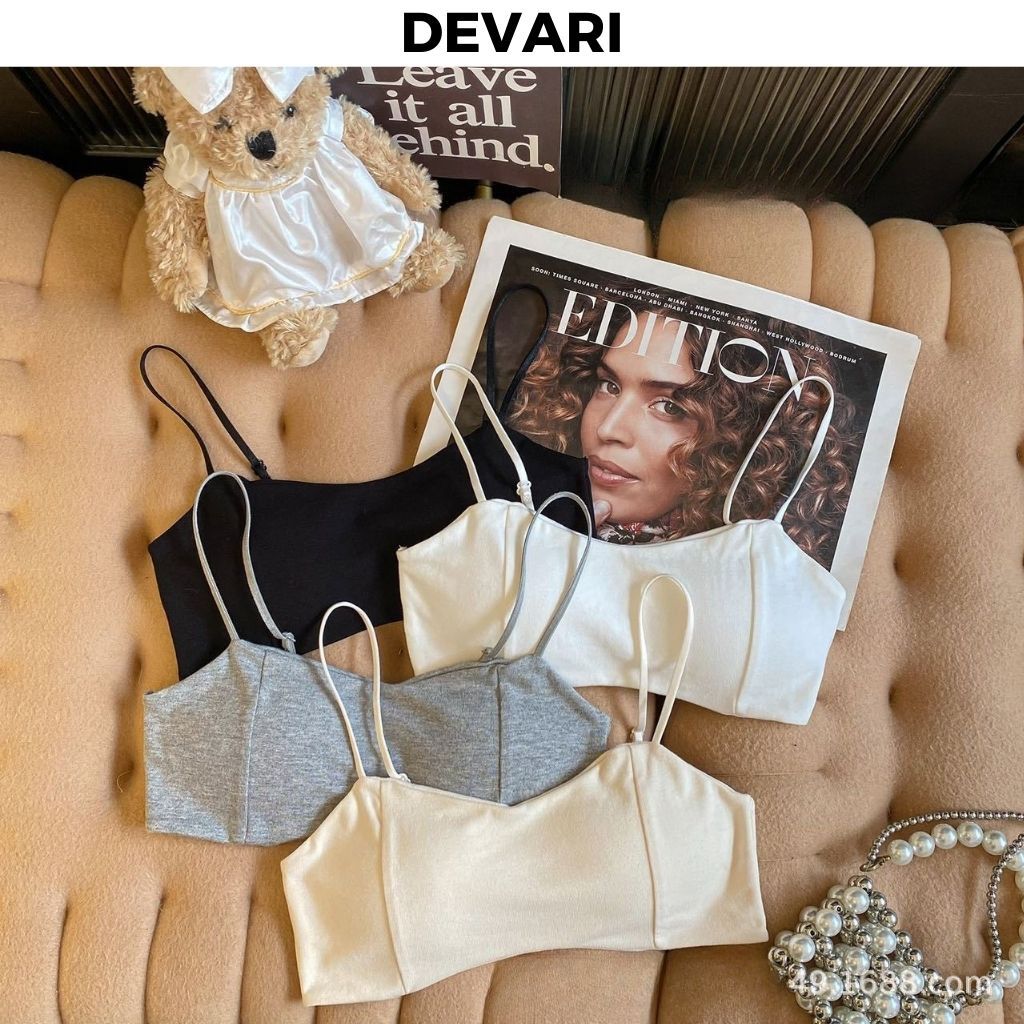 Áo bra hai dây mảnh không gọng đệm mút mỏng ôm ngực phong cách basic ...