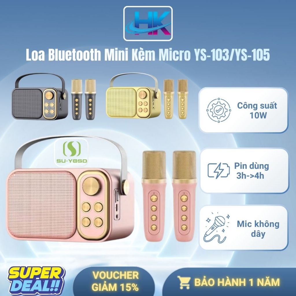 Loa Bluetooth Mini Karaoke Kèm Micro YS-105 và YS-103 - Âm thanh siêu hay , Bass cực đã tai ...