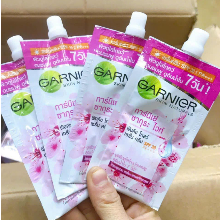 01 GÓI Kem Dưỡng Da Chống Nắng Garnier Sakura SPF 21/PA Thái Lan 7ml ...