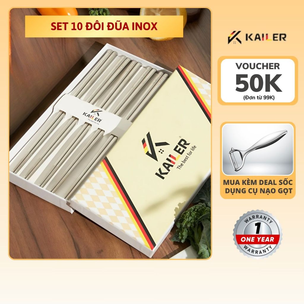 Hộp 10 Đôi Đũa Inox KAILER KL - 8386 Hàng Cao Cấp Chống Trơn Trượt ...