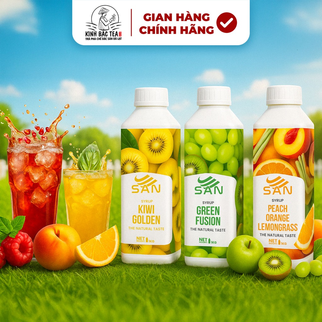 Syrup SAN chai lớn 1Kg - mẫu thử 100ml (Trái Cây Tự Nhiên - Hương Thơm ...