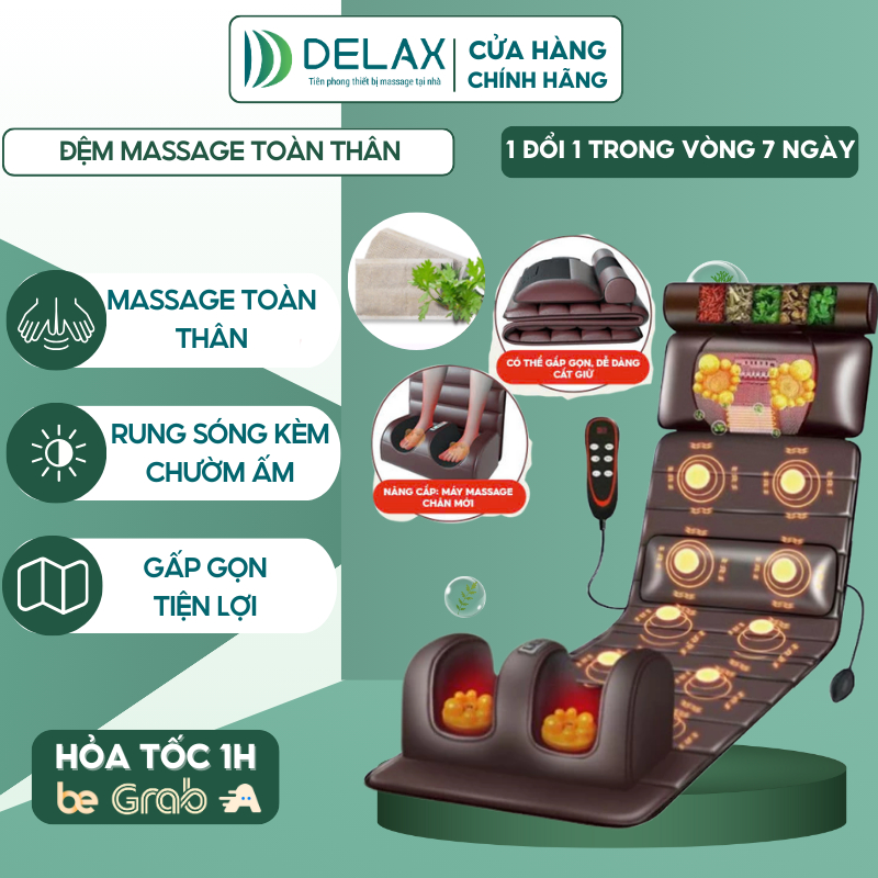 Đệm Massage Toàn Thân Đa Năng DELAX – Massage Cổ, Vai, Lưng, Eo, Chân ...