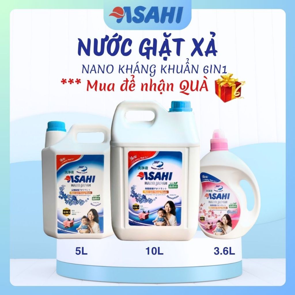 [CHÍNH HÃNG 100%] NƯỚC GIẶT, XẢ kháng khuẩn Nano Japan 6in1 ASAHI ...
