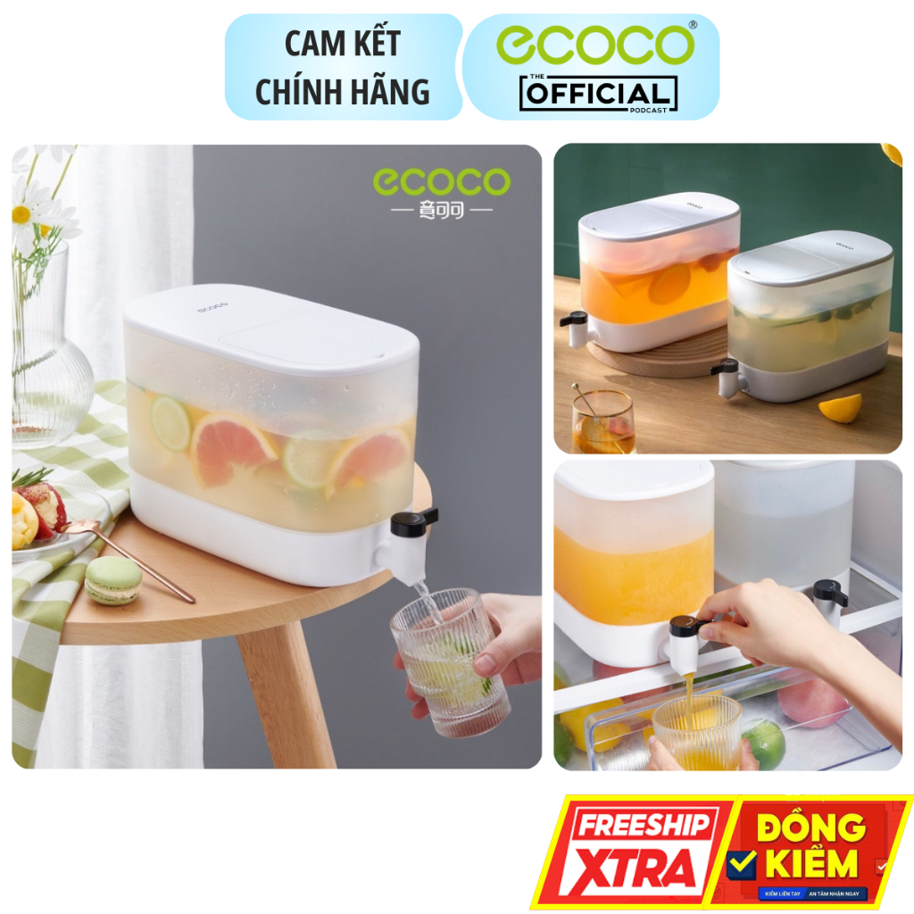 Bình Nước Tủ Lạnh ECOCO E2212, Không chứa BPA, Bình Nước Có Vòi, Đựng Nước Ép, Trái Cây Tiện ...