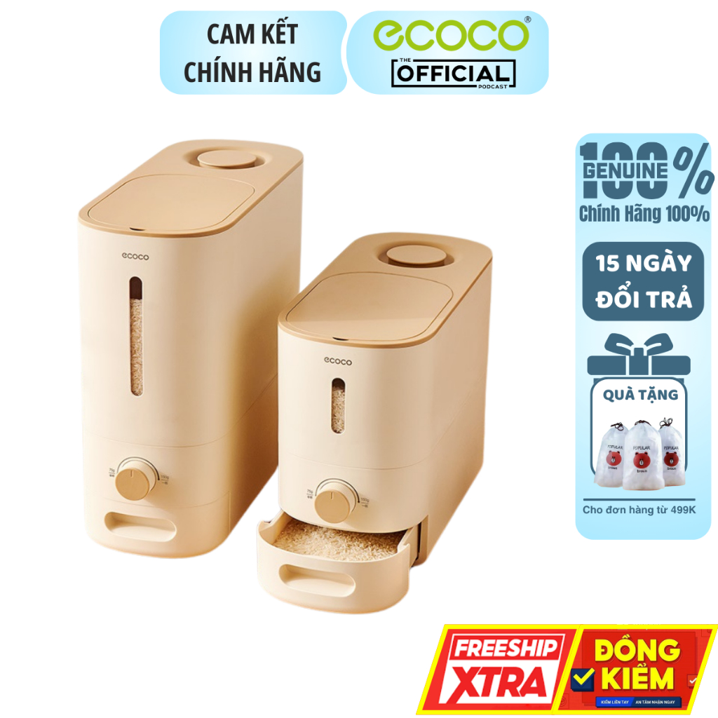 Thùng Đựng Gạo ECOCO, Hộp Đựng Gạo Có Núm Xoay Định Lượng, Chống Ẩm Chống Mối Mọt, Nhựa PP, ABS ...