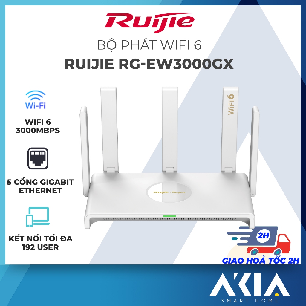 Bộ phát wifi 6 Router Ruijie RG-EW3000GX, 2 băng tần, tốc độ 3000Mbps ...