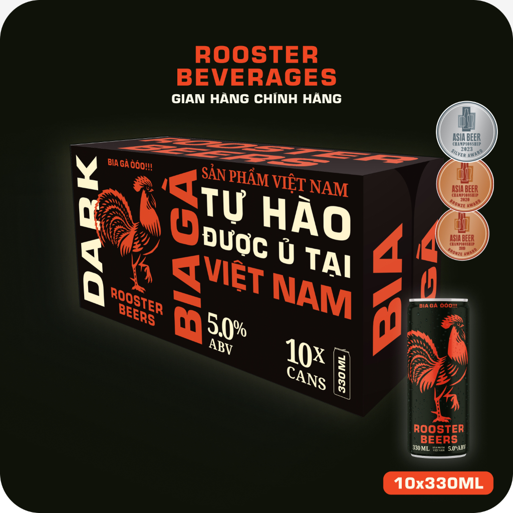 Bia thủ công | Rooster Beers (Bia Gà) Dark Thùng 10 Lon Sleek x 330ml ...