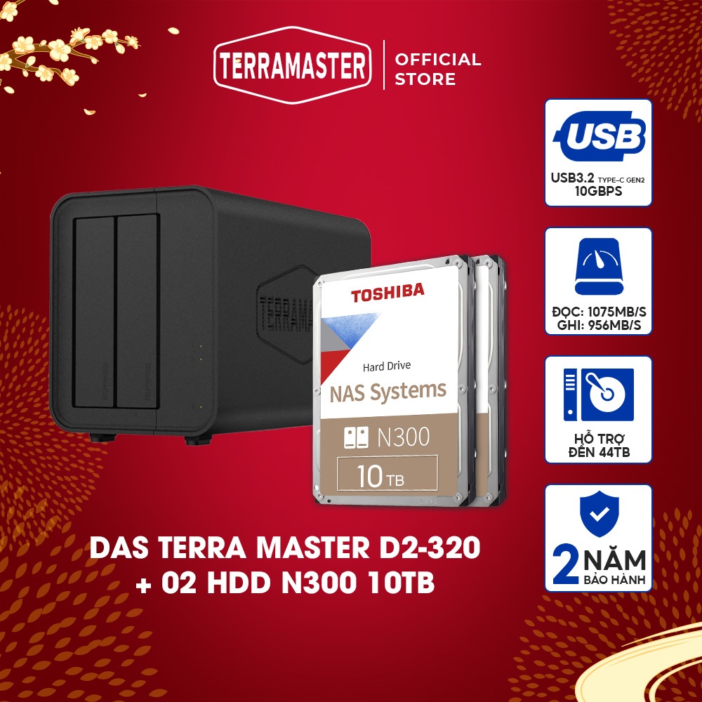 Bộ Thiết bị lưu trữ DAS TerraMaster D2-320+N300 | Shopee Việt Nam